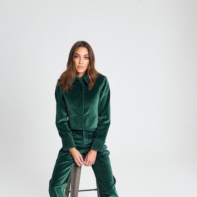 The Cropped Jacket - Senna Green – Wrong Generation: Luxury Velvet Suits